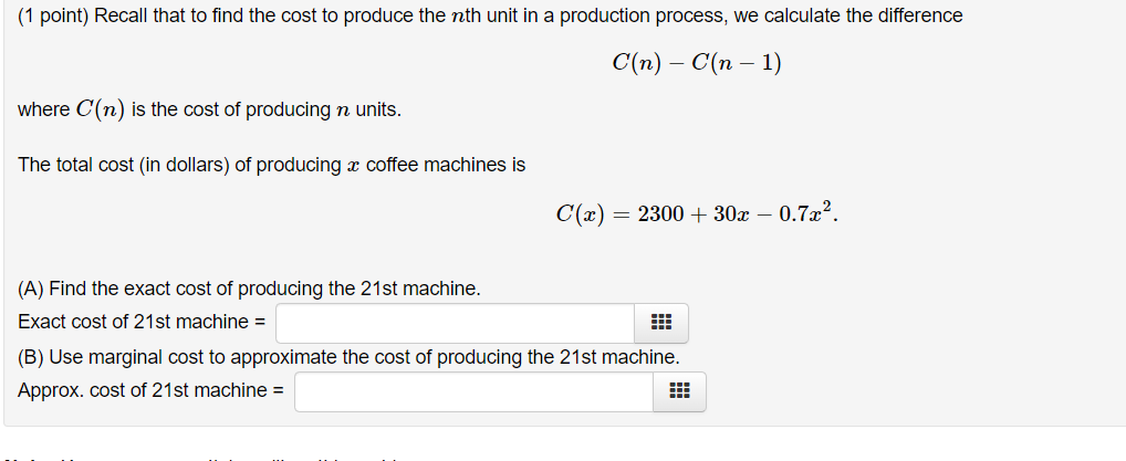 Solved C(n)−C(n−1) where C(n) is the cost of producing n | Chegg.com