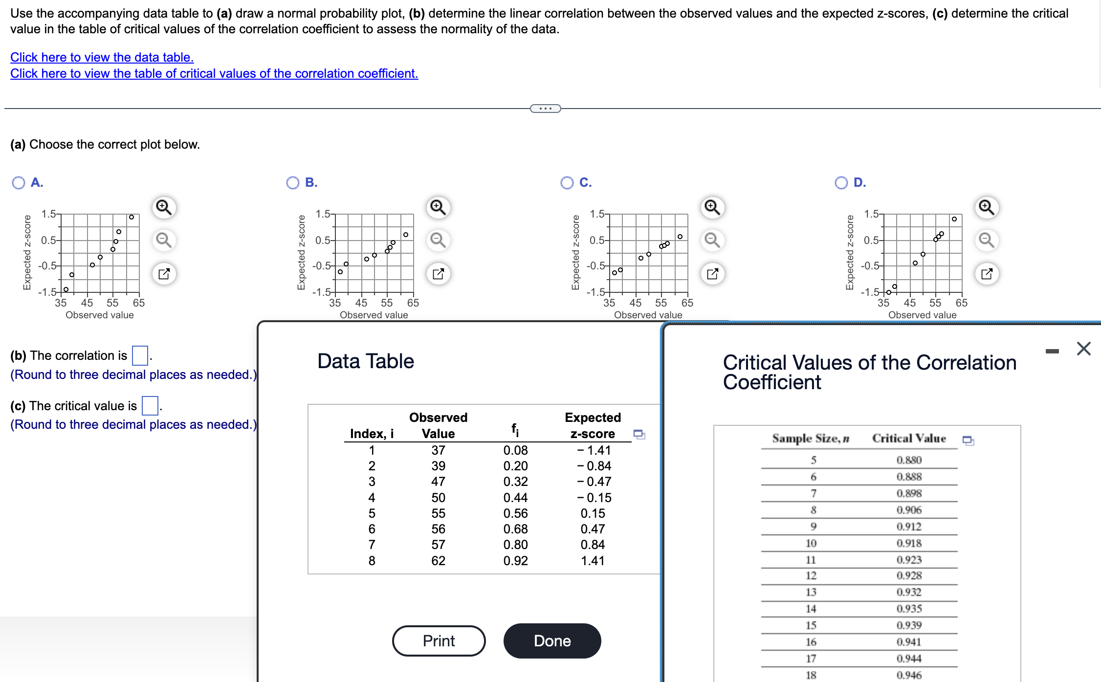 Solved value in the table of critical values of the | Chegg.com