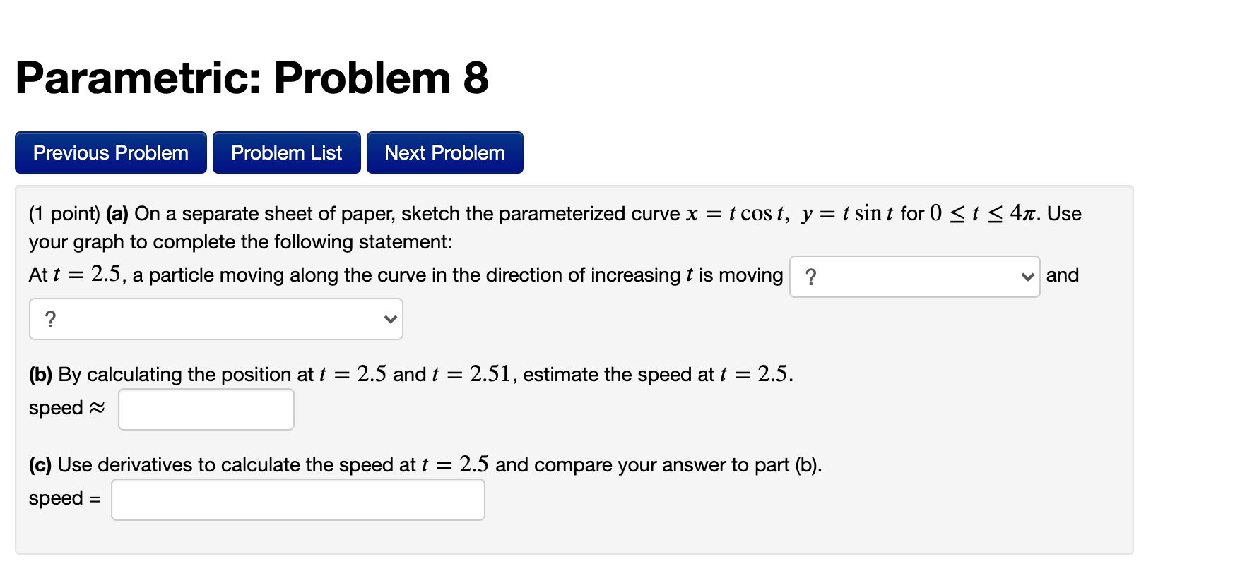 Solved Parametric: Problem 8 Previous Problem Problem List | Chegg.com