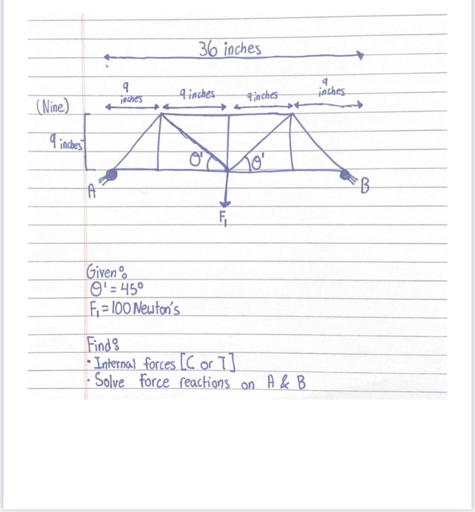 Solved θ′=45∘F1=100 Newton’s Find: - Internal forces [C or | Chegg.com
