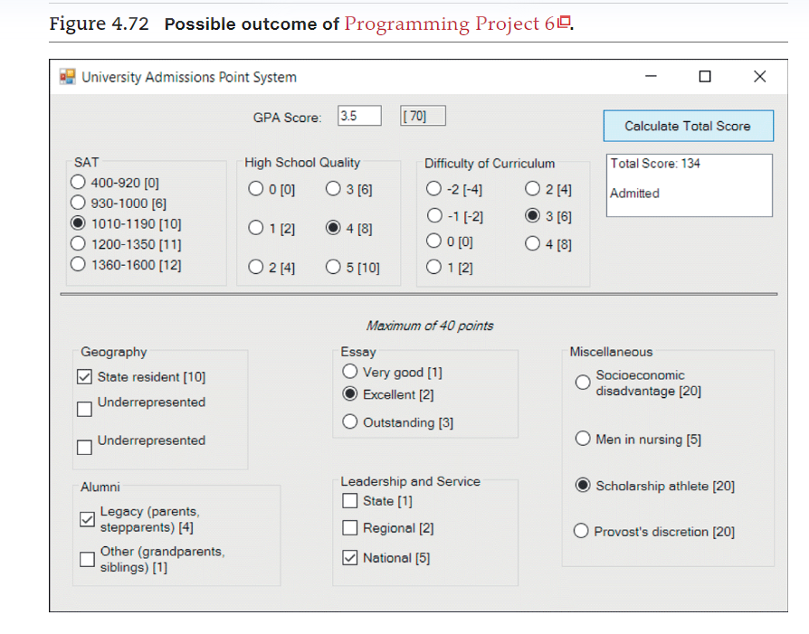 Solved Programming 6. College Admissions The admissions | Chegg.com