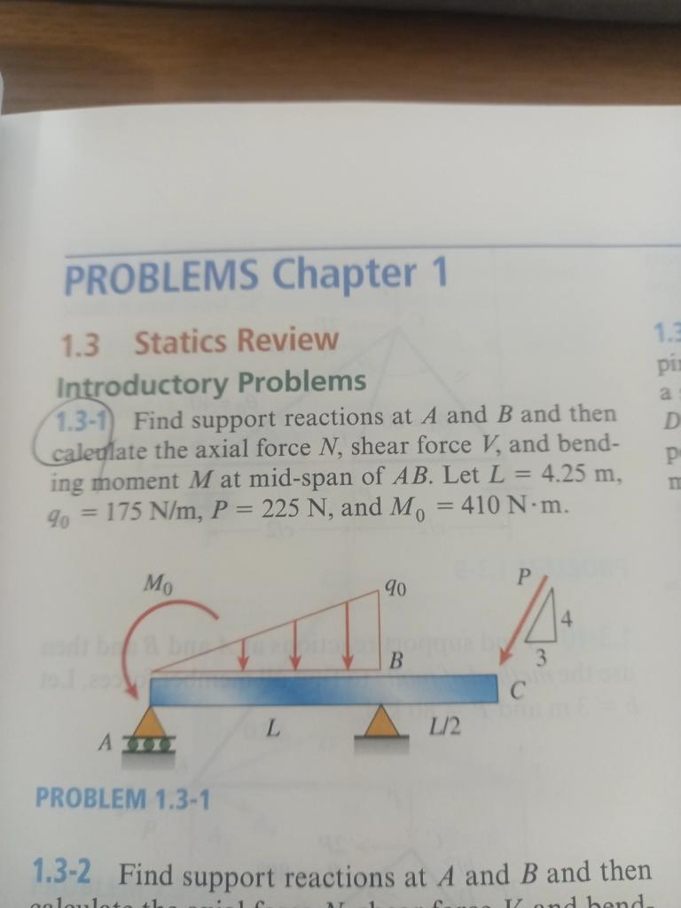 Solved PROBLEMS Chapter 1 1.3 рі a D 1.3 Statics Review | Chegg.com