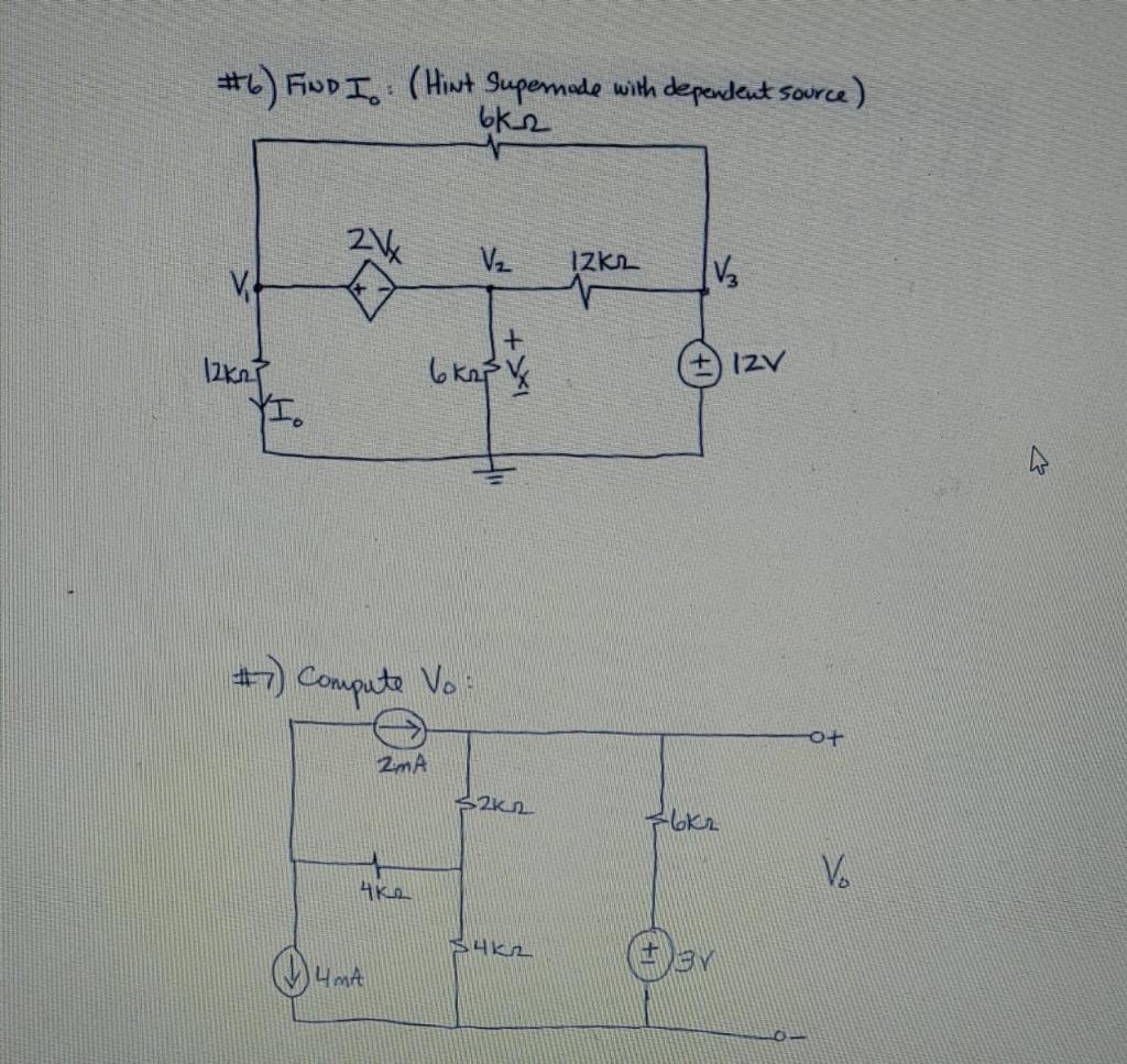 Solved #6) Fwd I. (Hint Supernode with dependent source) 6k2 | Chegg.com