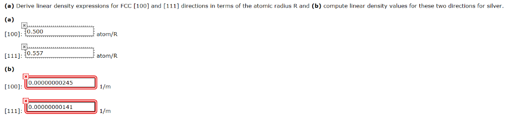 Solved (a) Derive linear density expressions for FCC [100] | Chegg.com