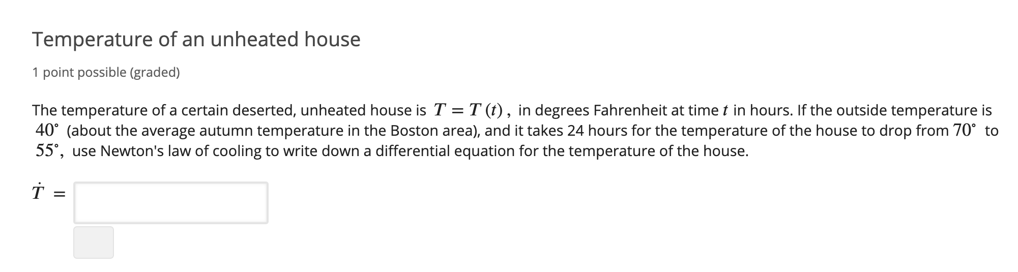 Solved Temperature of an unheated house 1 point possible | Chegg.com