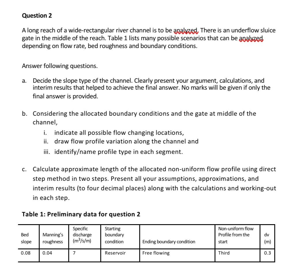 Solved Question 2 A long reach of a wide-rectangular river | Chegg.com