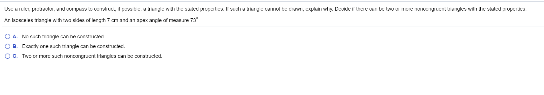 Solved Use a ruler, protractor, and compass to construct, if | Chegg.com
