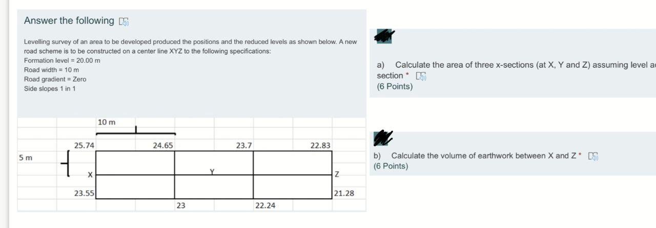 Solved Answer the following Levelling survey of an area to | Chegg.com