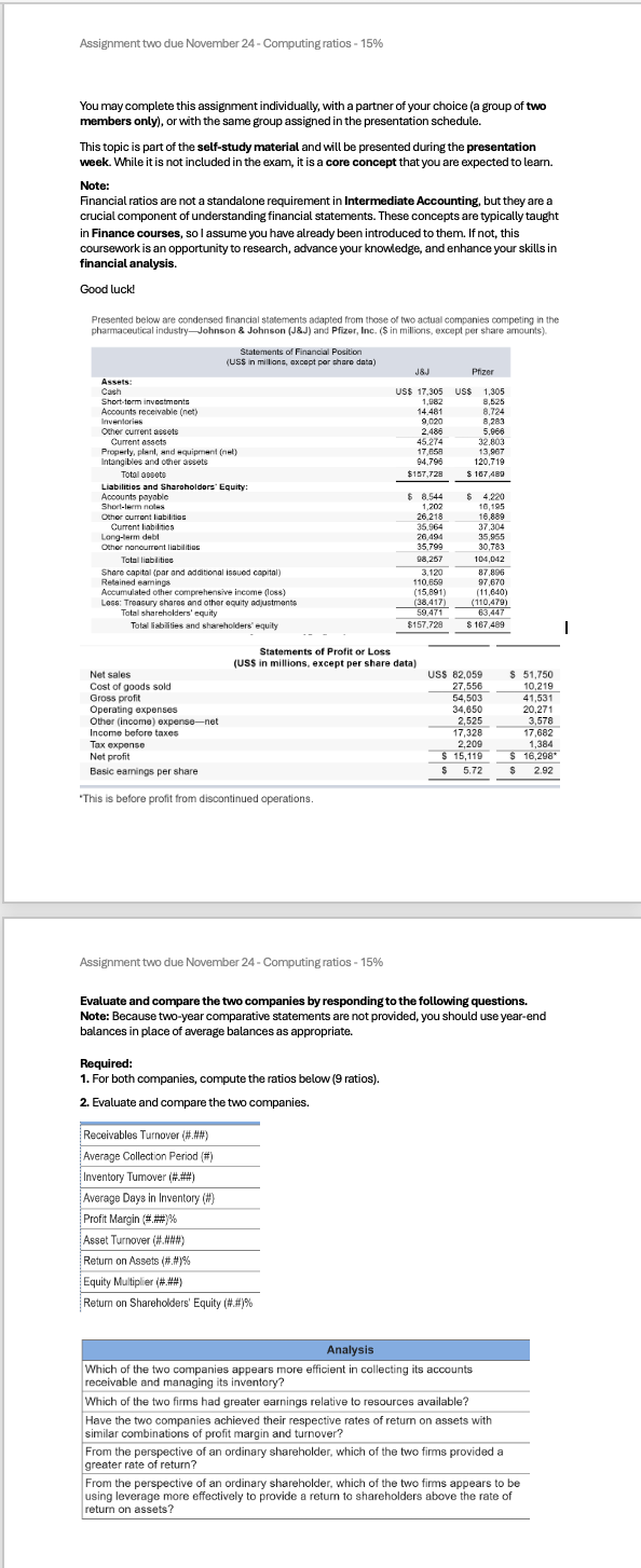 Solved by an EXPERT Assignment two due November 24 - ﻿Computing ratios | Chegg.com