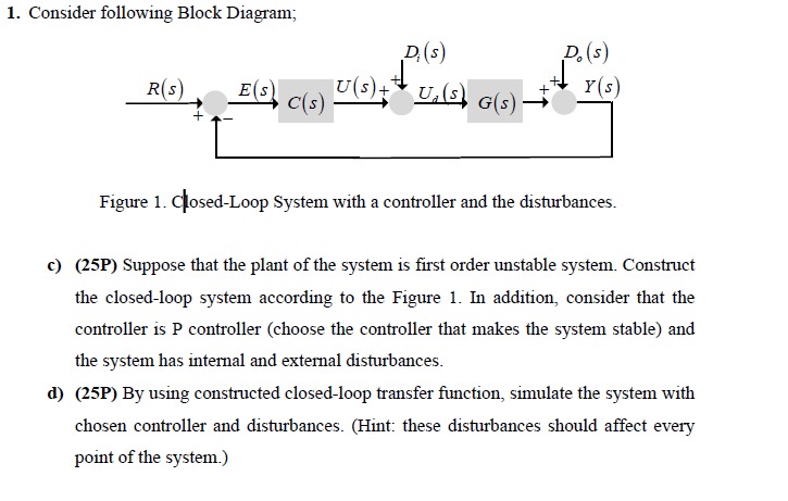Solved 1. Consider following Block Diagram; Figure 1. | Chegg.com Solved 1. Consider following Block Diagram; Figure 1. | Chegg.com