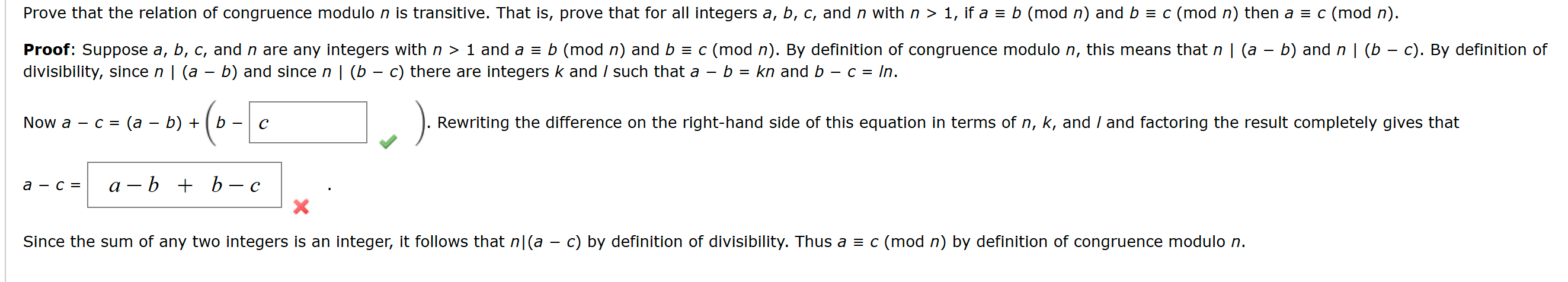 Solved by an EXPERT Prove that the relation of ﻿congruence modulo n is | Chegg.com