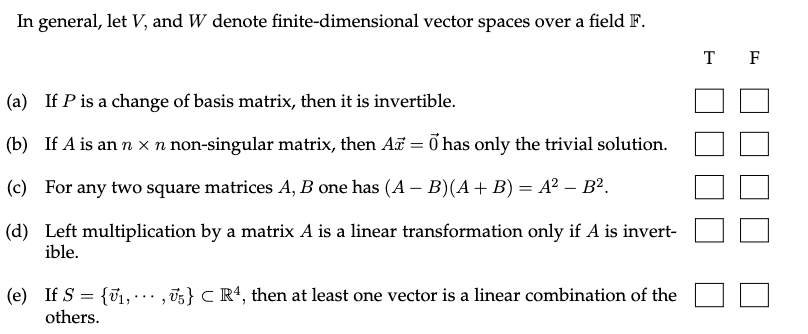 Solved In general, let V, and W denote finite-dimensional | Chegg.com