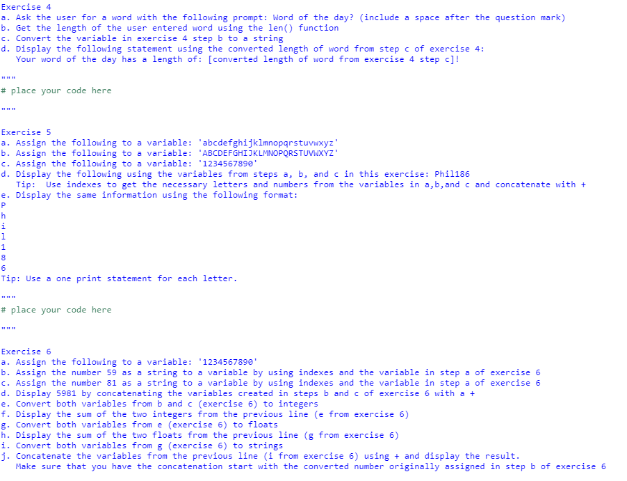 Solved Exercise 1 a. Ask the user for a word with the | Chegg.com