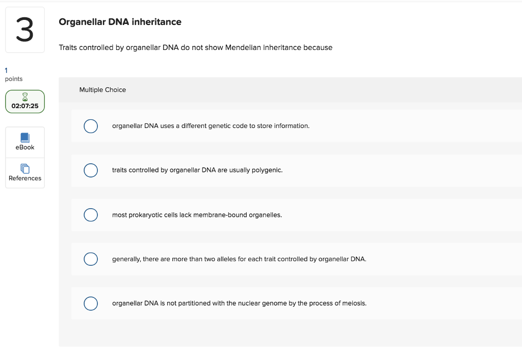 Solved Organellar DNA inheritance Traits controlled by | Chegg.com