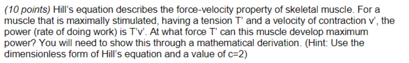 Solved (10 points) Hill's equation describes the | Chegg.com