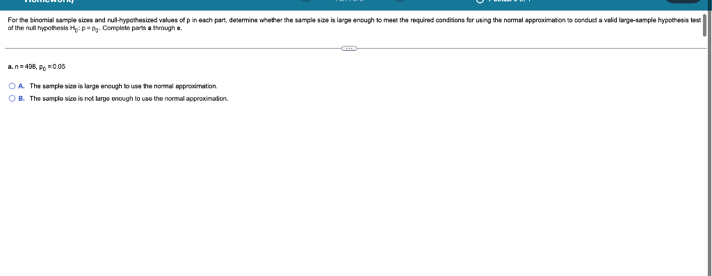 Solved For the binomial sample sizes and null-hypothesized | Chegg.com