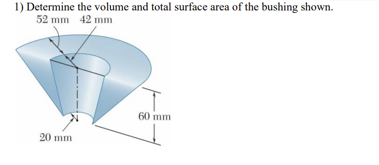 Solved 1) Determine the volume and total surface area of the | Chegg.com