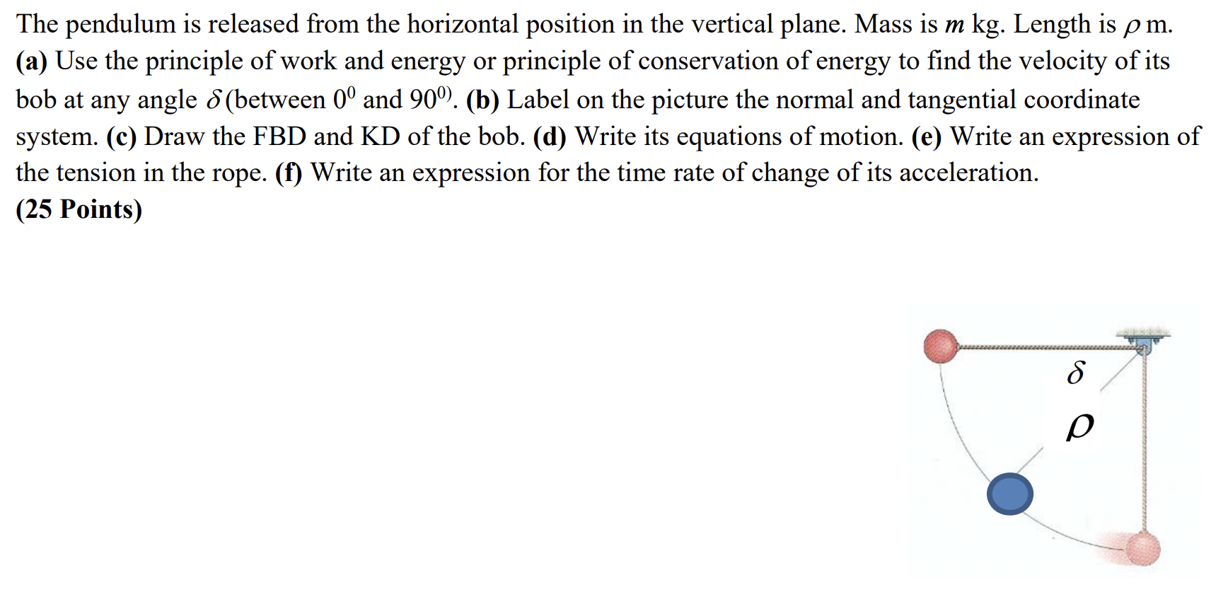 The pendulum is released from the horizontal position | Chegg.com