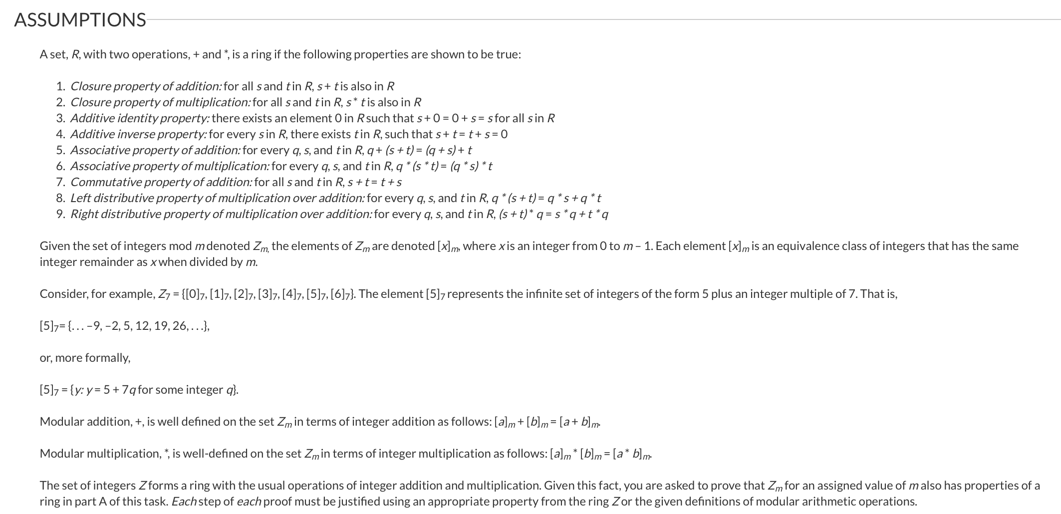 Solved A set, R, with two operations, + and ∗, is a ring if | Chegg.com