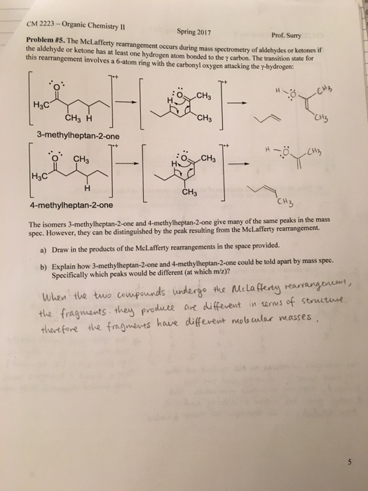 Solved The McLafferty rearrangement occurs during mass | Chegg.com