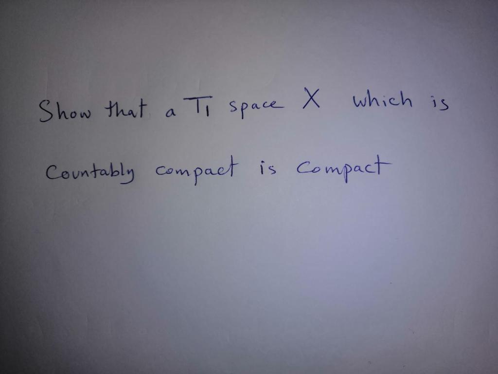 Solved Show that a Ti Ti space X which is Countably compact | Chegg.com