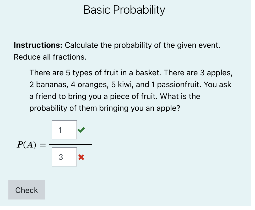 Solved Basic Probability Instructions: Calculate the | Chegg.com