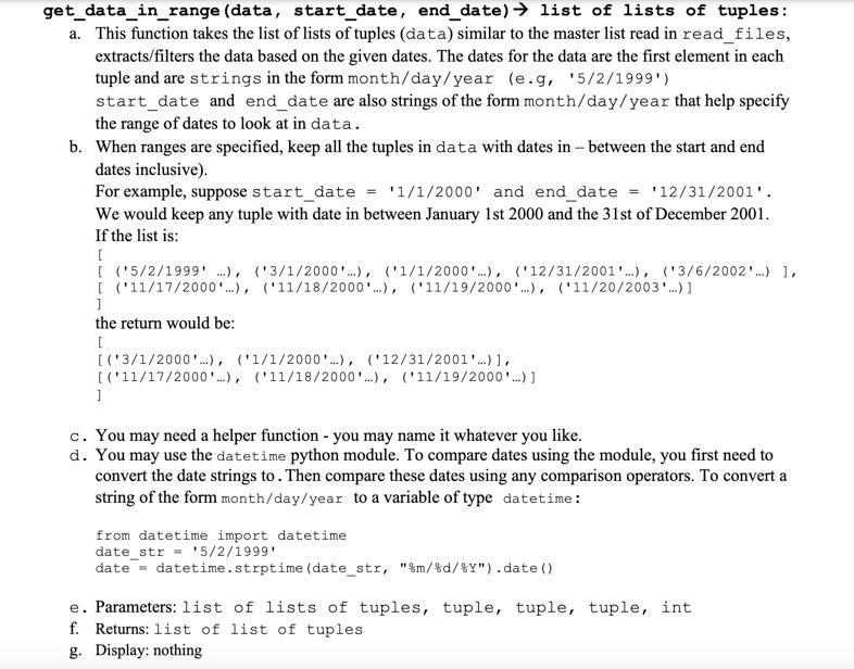 In this assignment, you will practice with lists of | Chegg.com