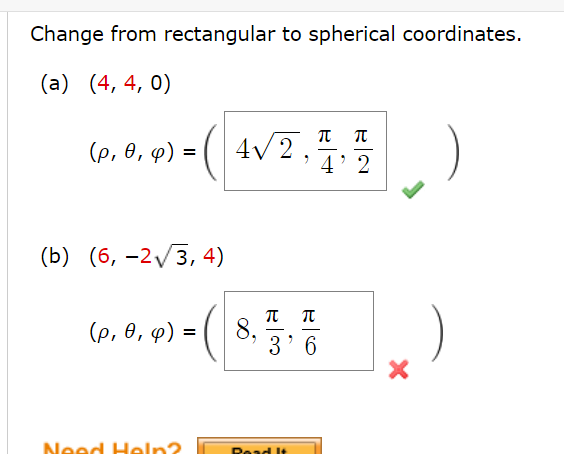 Solved Change from rectangular to spherical | Chegg.com