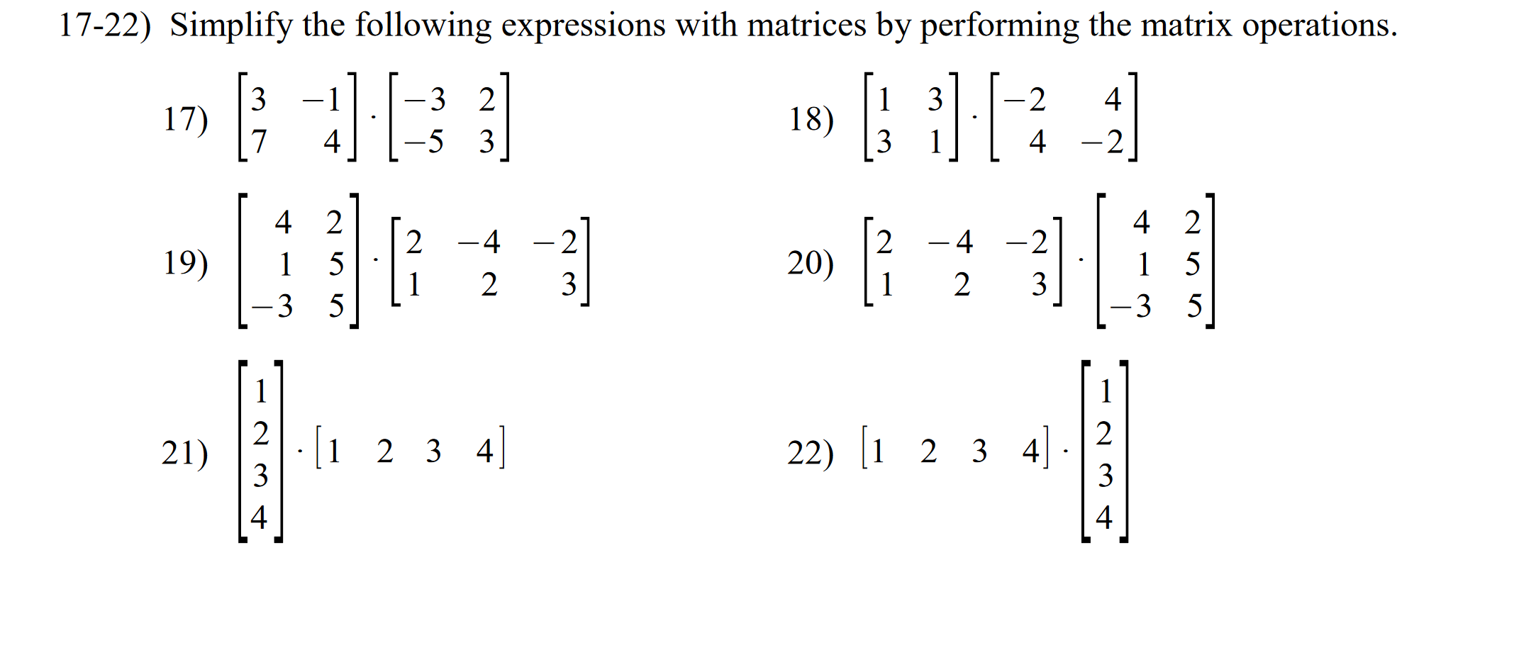 Solved 17-22) Simplify the following expressions with | Chegg.com