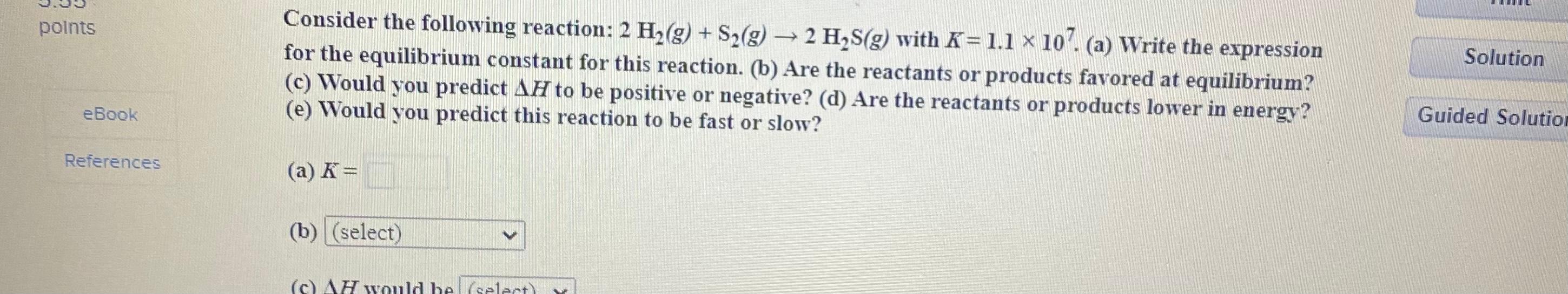Solved Calculate the equilibrium constant for the reaction | Chegg.com