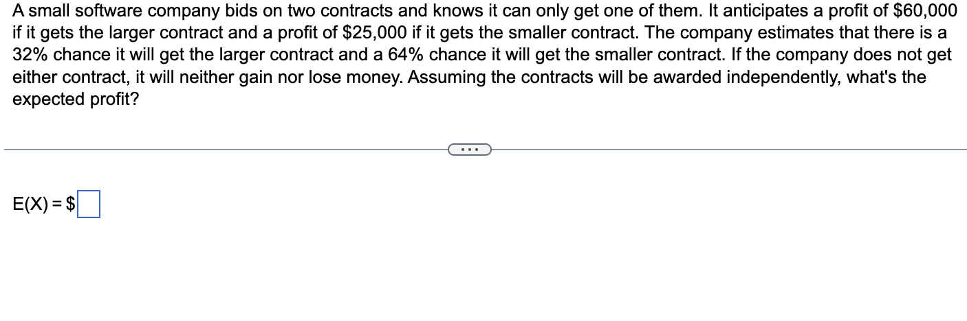 Solved A small software company bids on two contracts and | Chegg.com