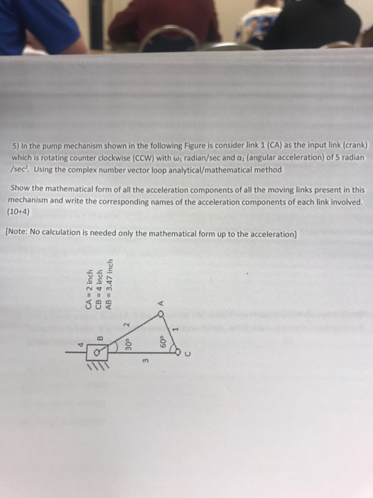 Solved 5) In the pump mechanism shown in the following | Chegg.com