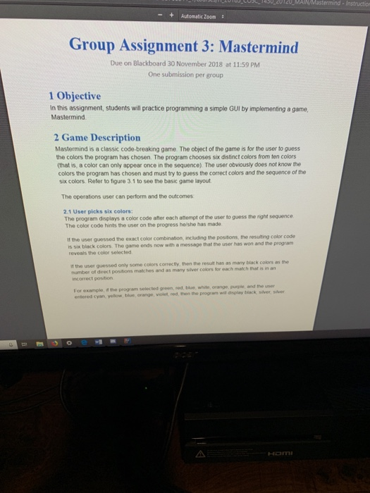 Solved I have a project due where we are programming | Chegg.com