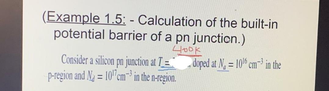 Solved (Example 1.5: - Calculation of the built-in potential | Chegg.com