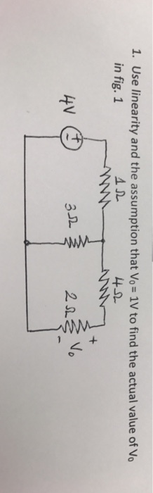 Solved Use linearity and the assumption that Vo= 1V to find | Chegg.com