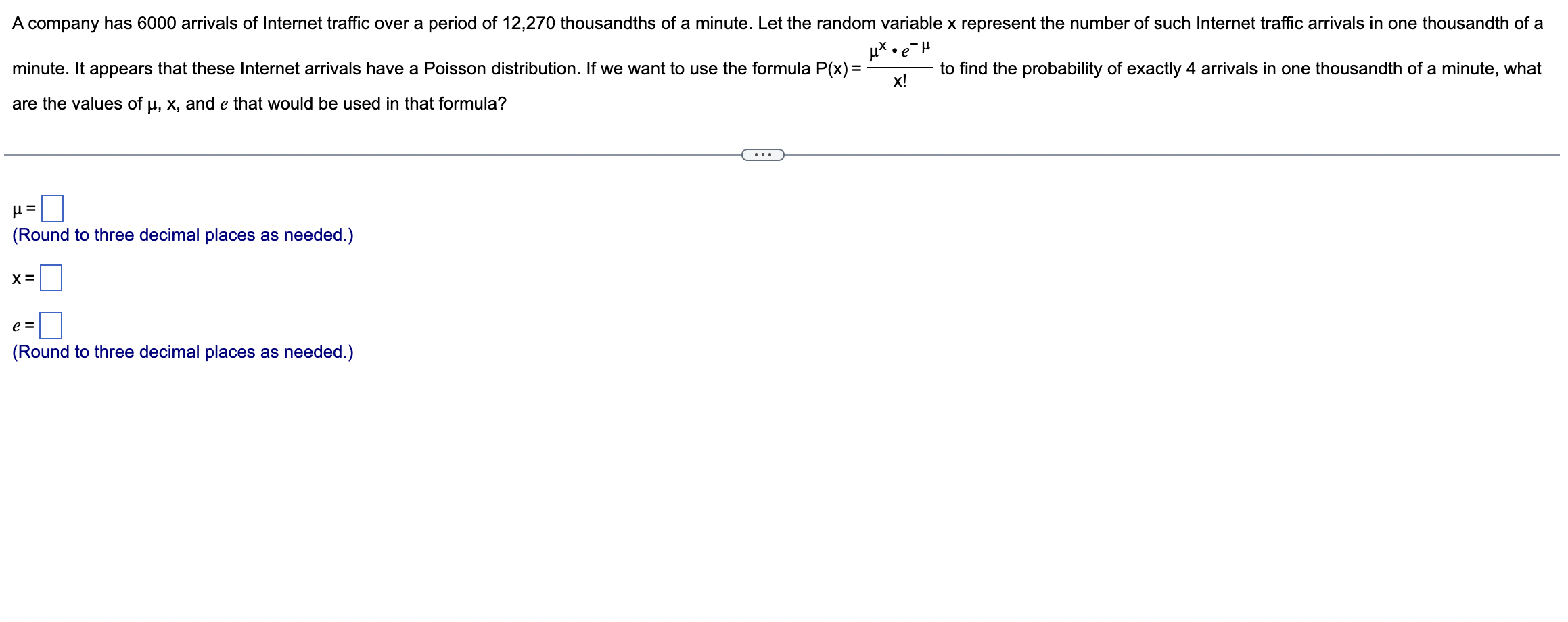 Solved are the values of \\( \\mu, \\mathrm{x} \\), and \\( | Chegg.com