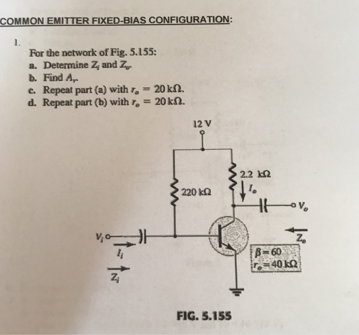 Solved COMMON EMITTER FIXED-BIAS CONFIGURATION: For the | Chegg.com