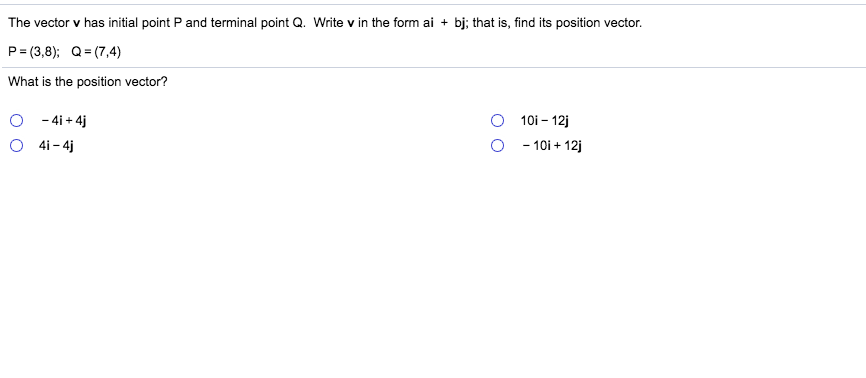 Solved The vector v has initial point P and terminal point | Chegg.com