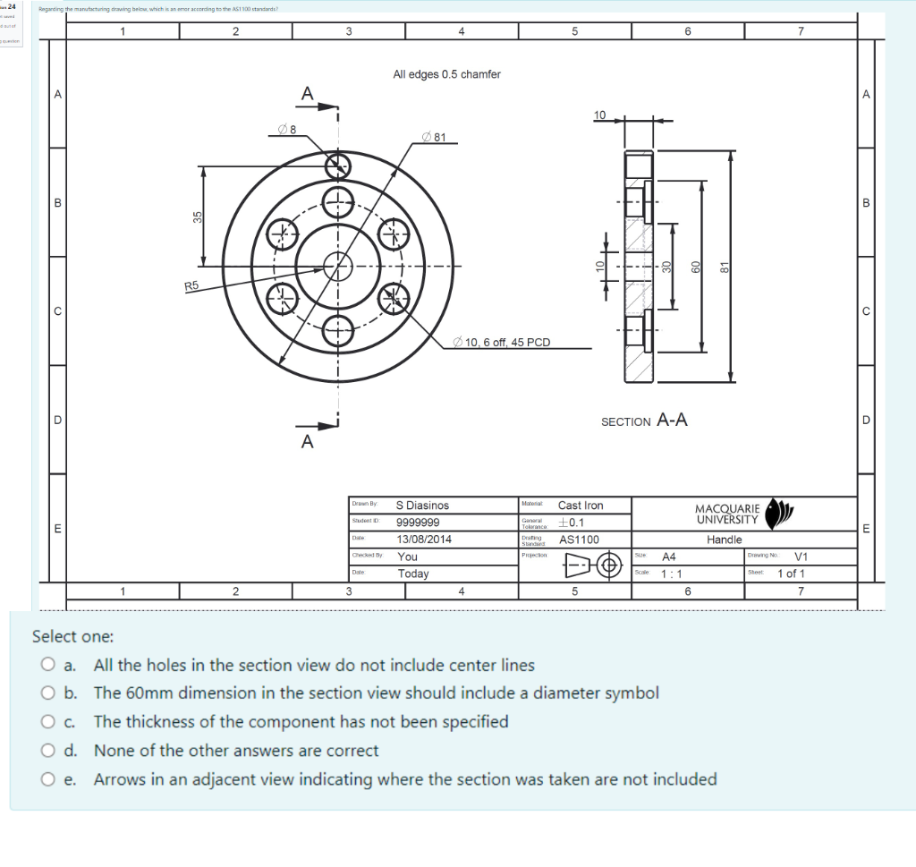 Solved 24 autof Regarding the manufacturing drawing below, | Chegg.com