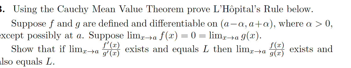 Solved 3. Using the Cauchy Mean Value Theorem prove | Chegg.com