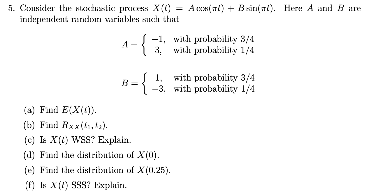 5. Consider the stochastic process | Chegg.com