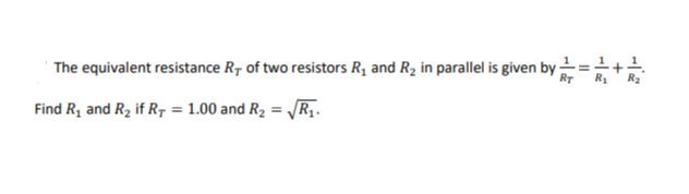 Solved RT R R2 The equivalent resistance Rs of two resistors | Chegg.com