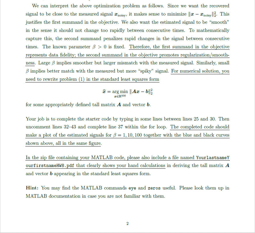 Solved Estimate true signal from measured noisy signal (50 | Chegg.com