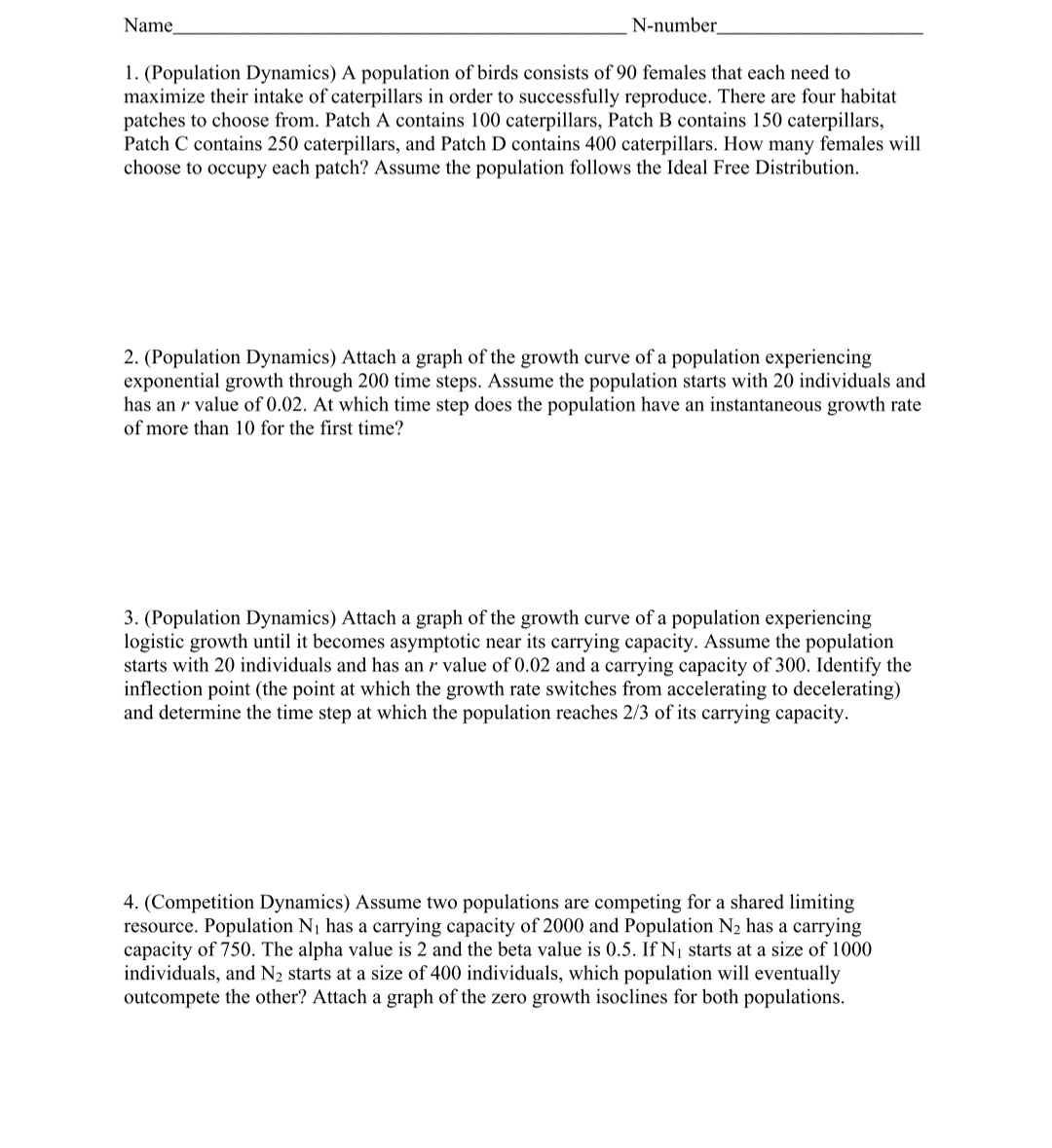 Solved 1. (Population Dynamics) A population of birds | Chegg.com
