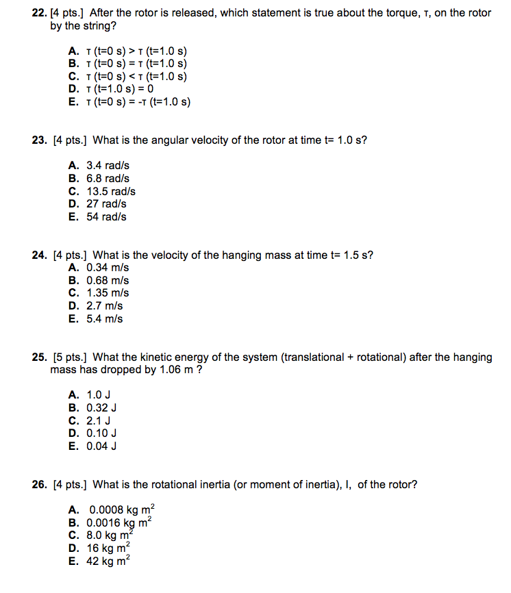 Solved Rotor String Pulley #2 - Pulley #1 Questions 19-26: | Chegg.com