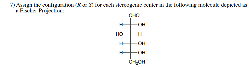 Solved 7) Assign the configuration (R or S) for each | Chegg.com