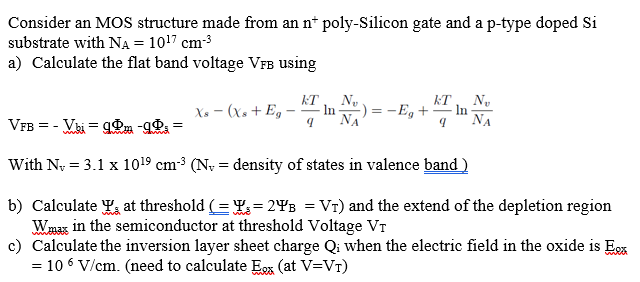 Consider an MOS structure made from an nt | Chegg.com