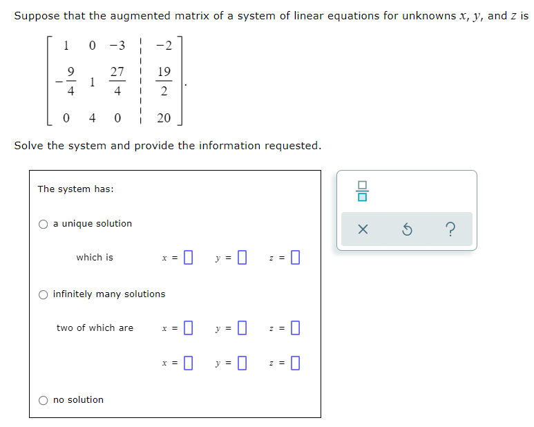Solved Suppose that the augmented matrix of a system of | Chegg.com