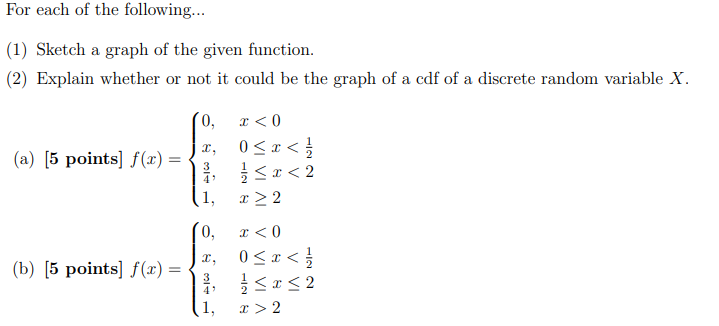 Solved For each of the following... (1) Sketch a graph of | Chegg.com