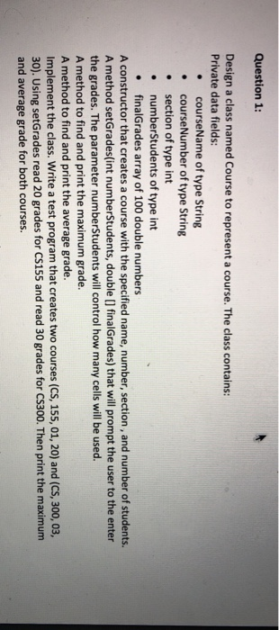 Solved Question 1: Design a class named Course to represent | Chegg.com